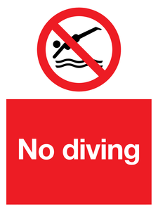 No diving Sign - Safety Signs