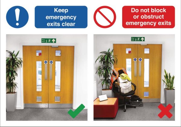 Keep Emergency Exits Clear Do & Don't Visual Signs - Safety Sign Printing